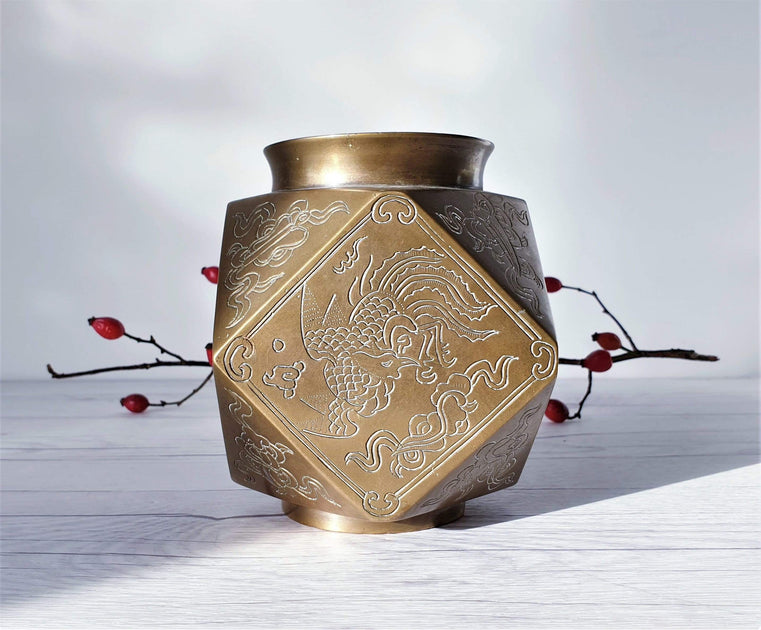 Antique / Vintage Chinese Lin Sen Era (1868 – 1943) 林森, Faceted Brass ...