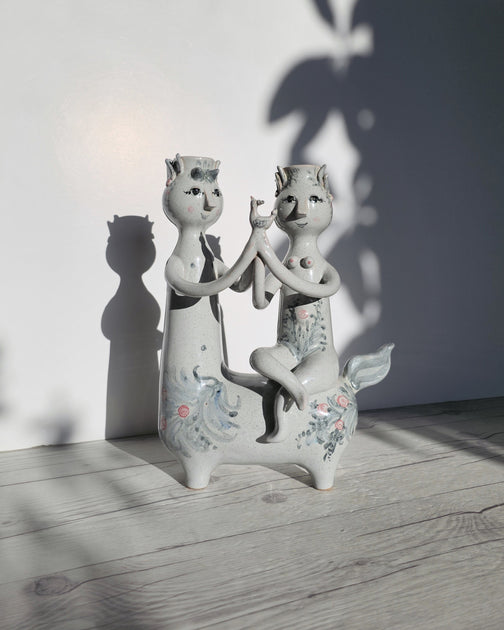 Bjorn Wiinblad, 1959 Centaur and Dryad Candleholder Sculpture, Signed ...