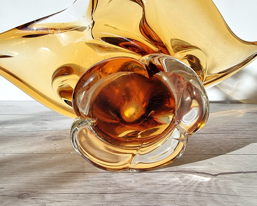 Chalet Glassworks att. Handblown Honey Splash Twist Centrepiece Art Gl Haute Curature