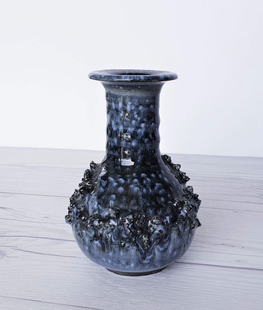 Glit Pottery, Iceland, REAL Lava 'Fat Lava' in Rare Slate Blue Glaze C ...