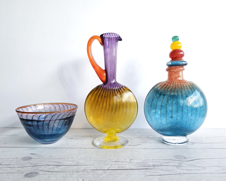Kjell Engman 1989 'Bon Bon' series, Kosta Boda, Sapphire and Coquelico ...